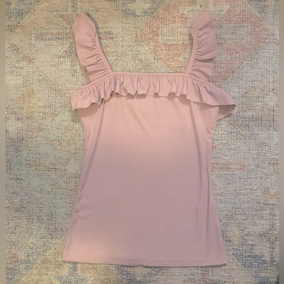 Tops | Light Pink Ribbed Ruffle Sleeve Tank Top With Stretch | Poshmark